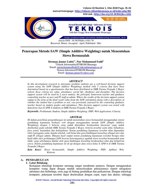 penerapan metode saw simple additive weighting unt pdf