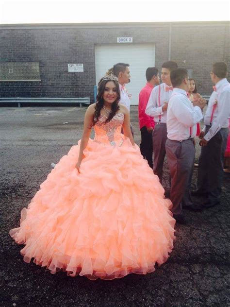 Coral Color Quinceanera Dresses