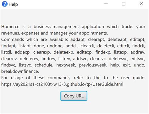 In App Help Page Not Very User Friendly · Issue 5238 · Nus Cs2103 Ay2021s1pe Dev Response · Github
