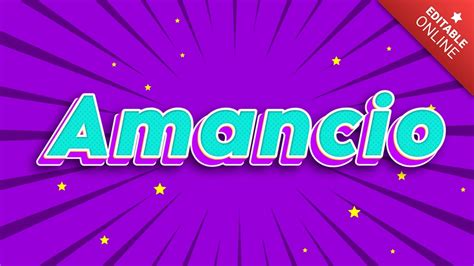 Amancio Pop Art On Purple Comic Background Text Effect Generator