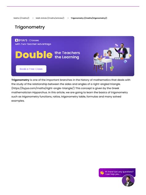 Trigonometry Functions Table Formulas And Examples Pdf