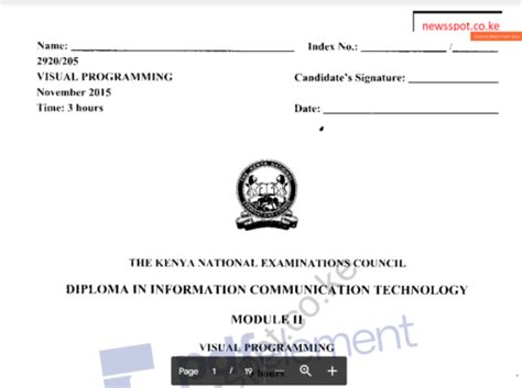 Visual Programming KNEC Past Papers Latest Newsspot Co Ke