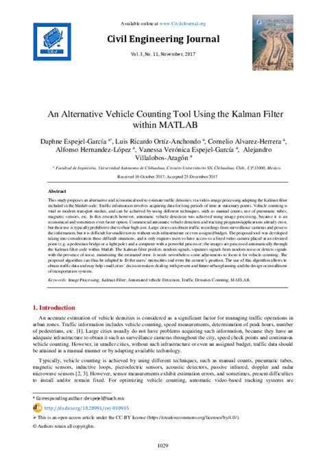 Pdf An Alternative Vehicle Counting Tool Using The Kalman Filter Within Matlab