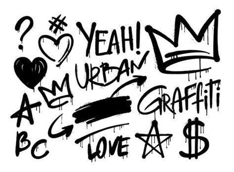 Ensemble De Motifs De Pulvérisation Vectoriels DÉléments De Mur De Graffiti