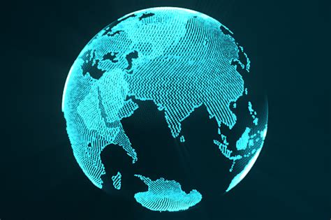 렌더링 디지털 지구 홀로그램 개념 글로브 블루의 기술 이미지 0명에 대한 스톡 사진 및 기타 이미지 0명 3차원 형태 가벼운 Istock