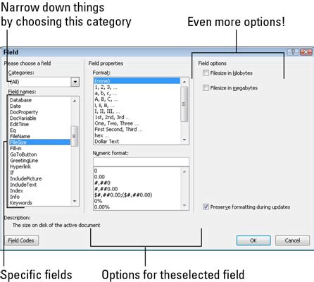 How To Insert Fields In Your Word Document Dummies