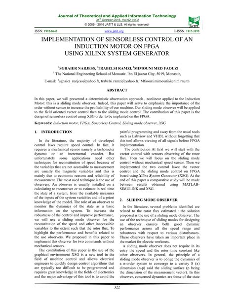 Pdf Implementation Of Sensorless Control Of An Induction Motor On