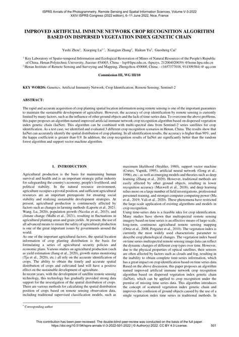 pdf improved artificial immune network crop recognition algorithm