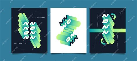 2022년 새해 복 많이 받으세요 포스터 세트에는 추상적인 개념의 3d 다채로운 숫자가 있습니다 전단지 포스터 브로셔 카드 배너 또는 엽서에 대 한 새 해 축 하