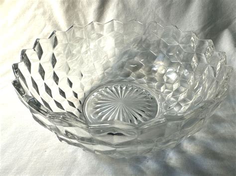 Vintage Fostoria American Clear Glass 8” Flared Saladserving Bowl Cubist 4823766315