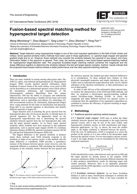 Pdf Fusion Based Spectral Matching Method For Hyperspectral Target Detection