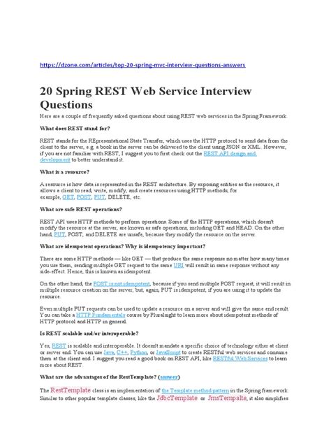 20 spring rest web service interview questions what does rest stand for pdf