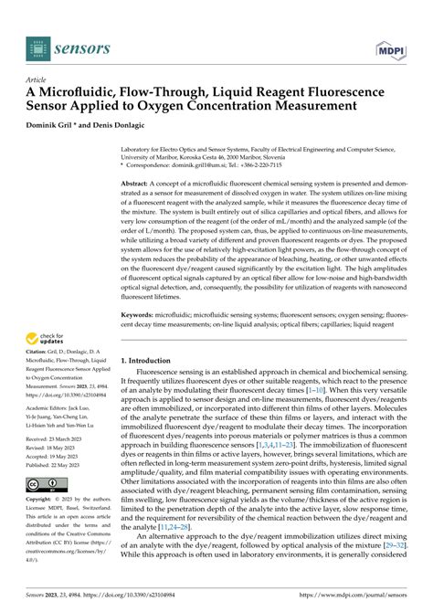 Pdf A Microfluidic Flow Through Liquid Reagent Fluorescence Sensor