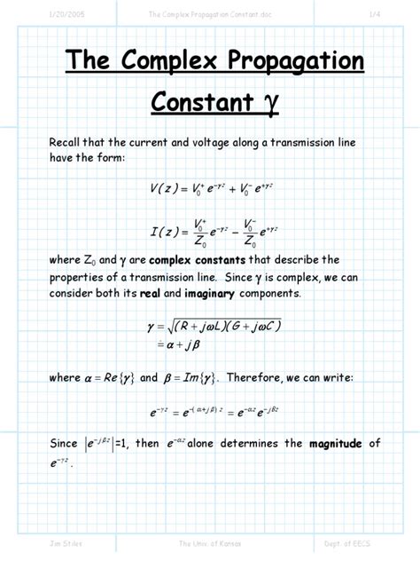 The Complex Propagation Constant Transmission Line Waves