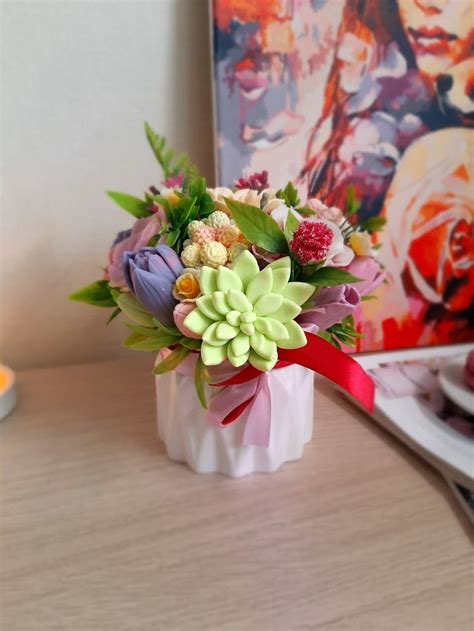 Букет из мыльных цветов Table Decorations Candles Decor