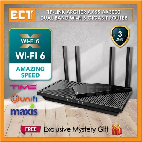 TP Link Archer AX55 AX3000 Dual Band Gigabit WiFi 6 Wireless Router With HomeShield Shopee