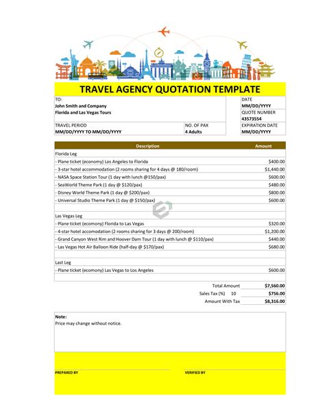 [free] travel agency services quotation excel format