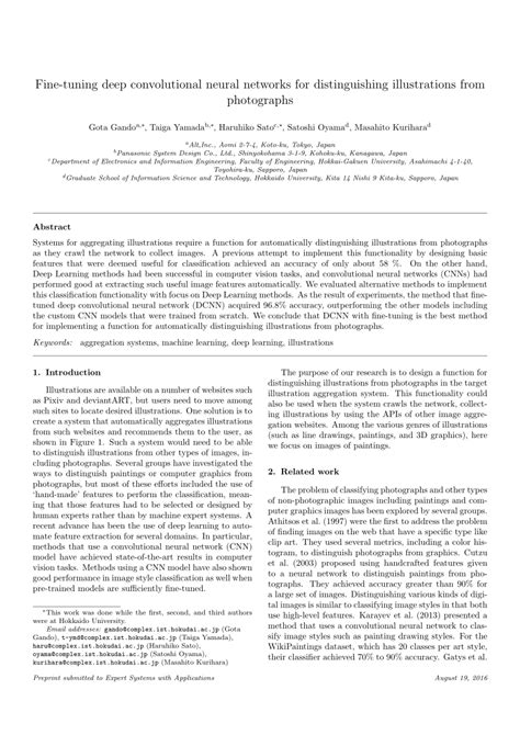 Pdf Fine Tuning Deep Convolutional Neural Networks For Distinguishing Illustrations From