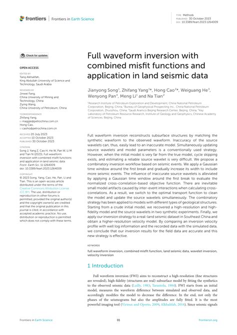 Pdf Full Waveform Inversion With Combined Misfit Functions And