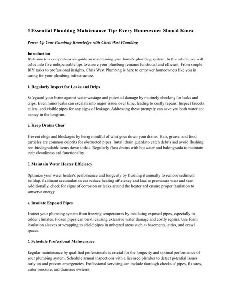 Ppt 5 Essential Plumbing Maintenance Tips Every Homeowner Should Know
