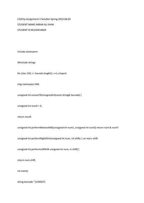CS201p Assignment 2 Solution Spring 2023 Unsigned Int