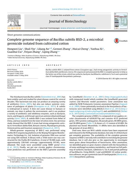 Pdf Characterization Of A Gene Regulating Antibiotic Production In Bacillus Subtilis Bsd 2