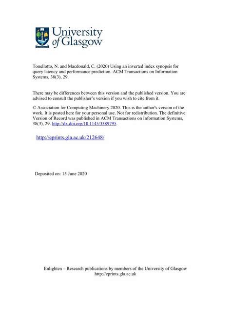 Pdf Using An Inverted Index Synopsis For Query Latency And Dokumentips