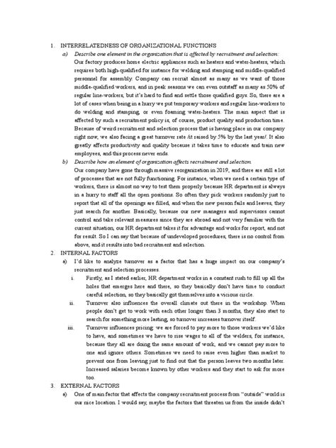 Peer Graded Assignment Pdf Recruitment Turnover Employment