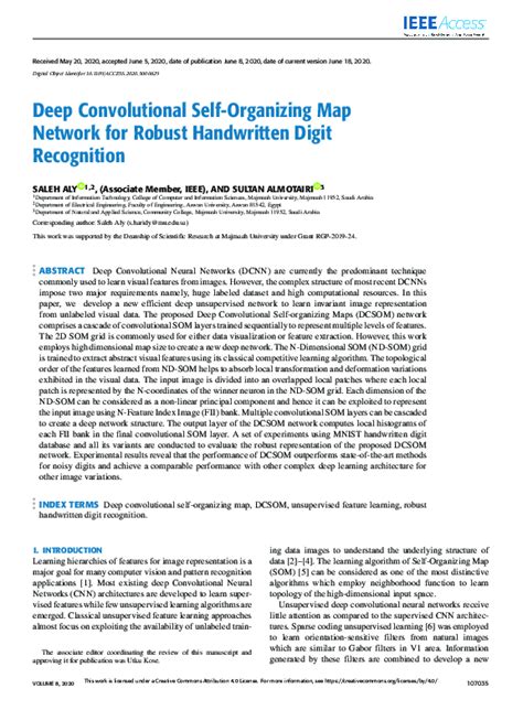 Pdf Deep Convolutional Self Organizing Map Network For Robust Handwritten Digit Recognition