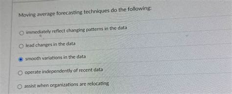 Solved Moving Average Forecasting Techniques Do The Moving