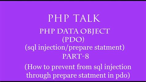 Pdophp Data Object In Hindi Part 8sql Injectionprepare Statementprevent From Sql Injection