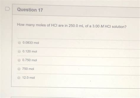 Solved Question How Many Moles Of HCl Are In ML Of Chegg Com