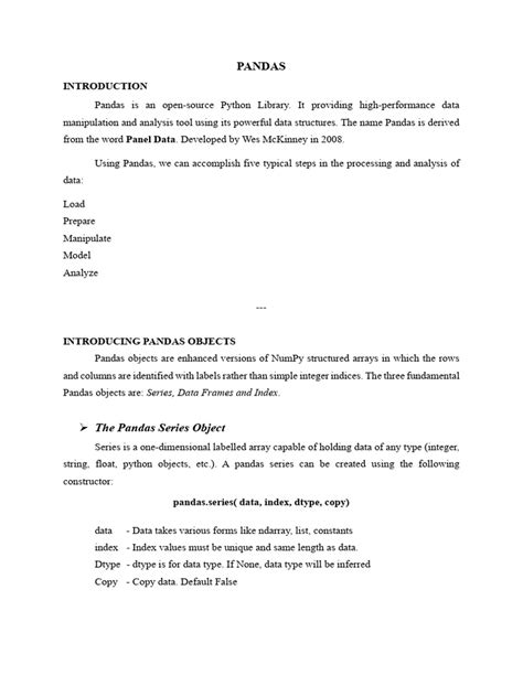 Data Manipulation With Pandas Pdf Computer Science Software