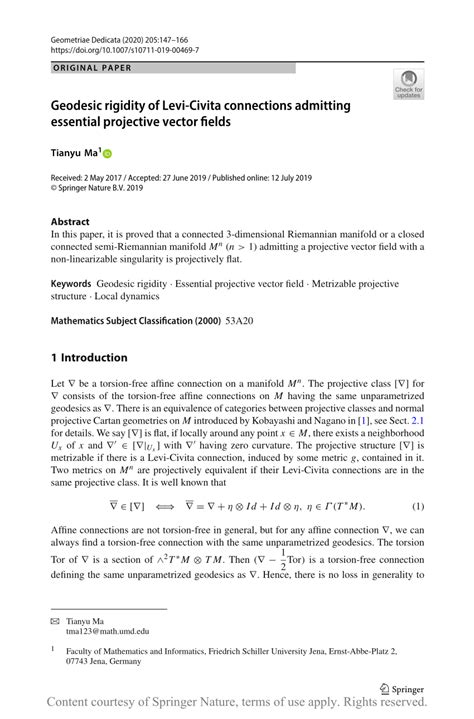 Geodesic Rigidity Of Levi Civita Connections Admitting Essential