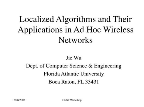 ppt localized algorithms and their applications in ad hoc wireless networks powerpoint