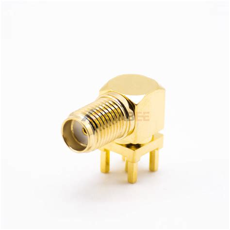 Right Angle Sma Female Connector For Pcb Through Hole 50 Ohm Metabeeai