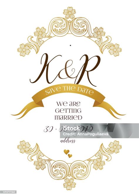벡터 황금 요소 비네팅 결혼식 초대를위한 모노그램 디자인 프레임 템플릿입니다 고급 장식 배경 주제에 대한 스톡 벡터 아트 및 기타 이미지 Istock