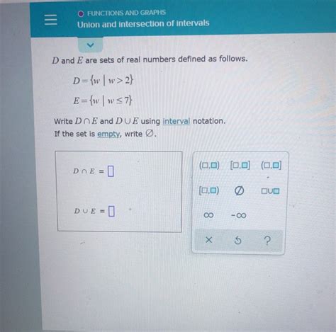 Solved O FUNCTIONS AND GRAPHS Union And Intersection Of Chegg Com