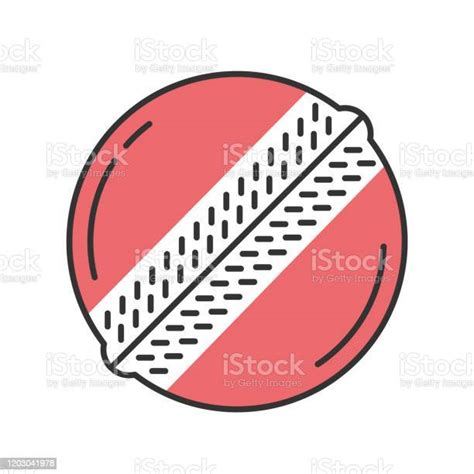 크리켓 공 색상 아이콘입니다 전문 스포츠 장비 눈에 띄는 바느질 빨간 공 팀 게임 액세서리 야외 스포츠 활동 스포츠 장비 격리 벡터 일러스트레이션 Championship에