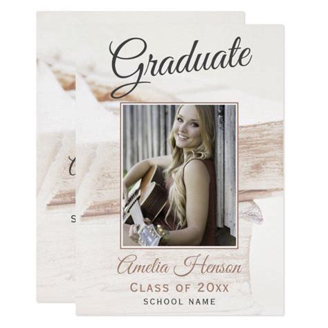 Elegant Book Stack Graduate Photo Graduation Invitation Zazzle