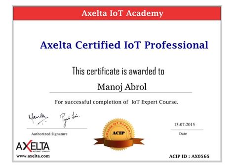 Iot Course Certificate Pdf Internet Of Things Internet