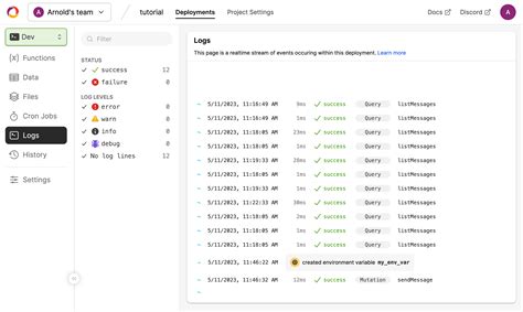logs convex developer hub