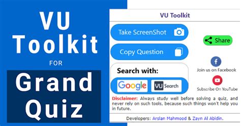 Vu Toolkit For Grand Quiz Vu Grand Quiz Assignment Gdb Past Papers Exam