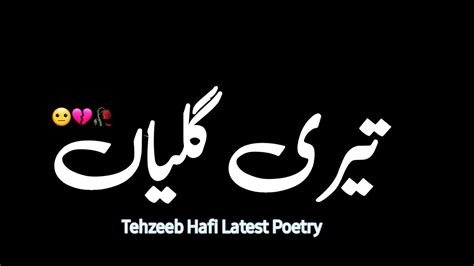 Teri Galiyan 💔😐 Tehzeeb Hafi Sad Poetry Black Screen Urdu Poetry