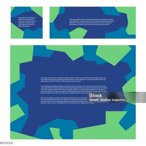 소셜 네트워크에 대한 추상적 인 배경의 집합입니다 기하학적 패턴이 있는 직사각형 및 사각형 배경입니다 녹색 대륙과 푸른 바다의