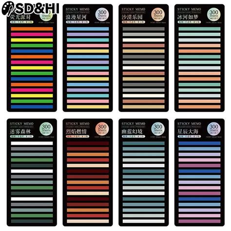 레인보우 컬러 인덱스 메모장 스티커 종이 스티커 메모장 책갈피 학교 용품 카와이 문구 선물 300 장 Aliexpress