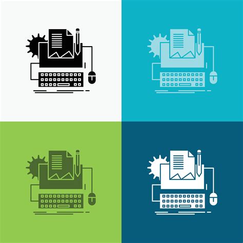 Type Writer Paper Computer Paper Keyboard Icon Over Various