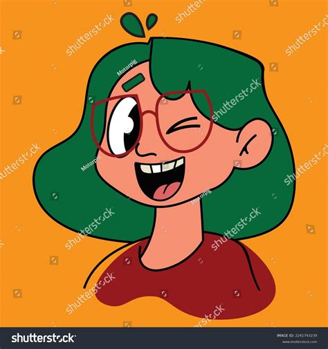 Cartoon Nerd Girl Character Winking Woman Stock Vector Royalty Free 2241743239 Shutterstock