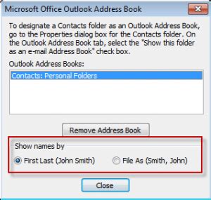 Tip Sorting The Address Book Entries Outlook Tips