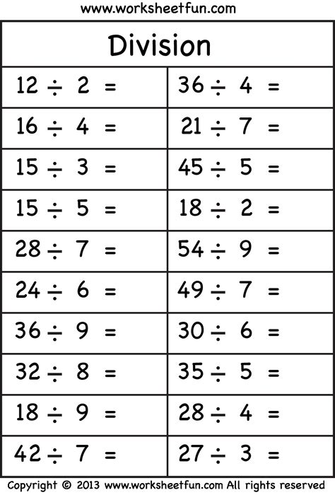 Math Worksheet 4rd Grade Division